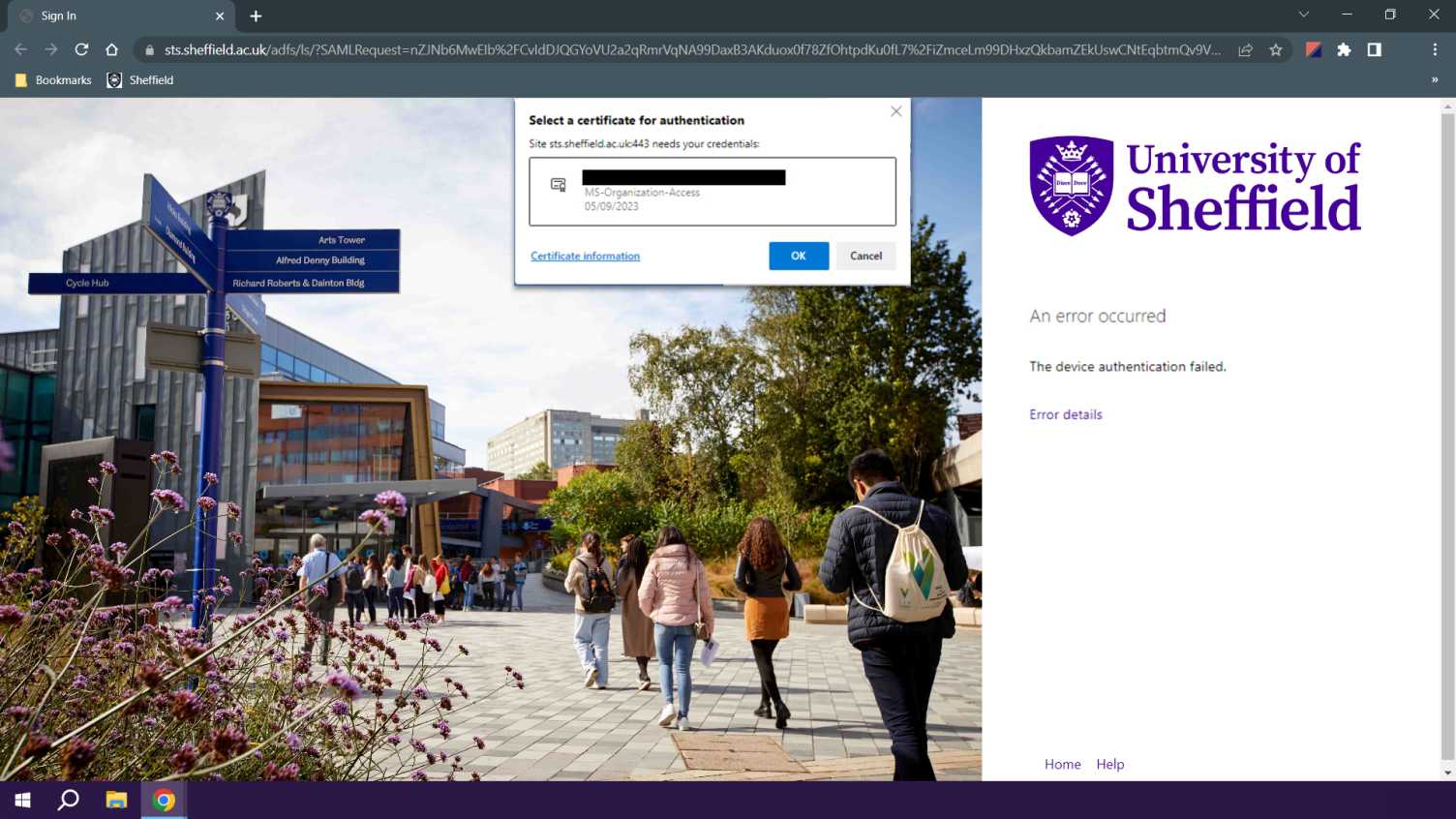 Device Authentication Errors When Logging In It Services The University Of Sheffield 